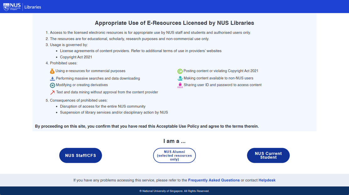 NUS Libraries: Access to Electronic Resources